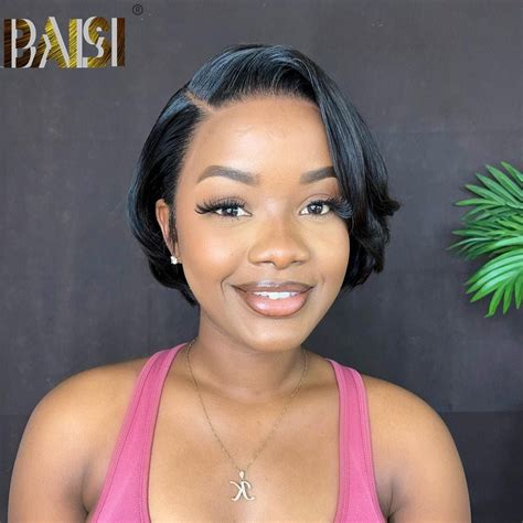 Baisi Pixie Cut Wig Frontal Lace Wig Cheveux De Bébé Cheveux Humain Modele Coiffure