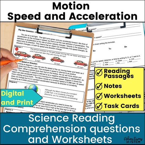 Speed Velocity And Acceleration Science Reading Comprehension Passages And Questions