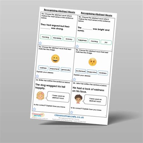 Year 3 Recognising Abstract Nouns Application And Reasoning Resource