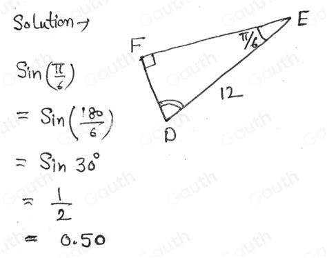 Solved The angle measures of DEF are in radians What is the value of sin π Enter an exa