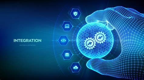 Premium Vector Integration Data System Industrial Smart Tech Integration Concept In The Shape