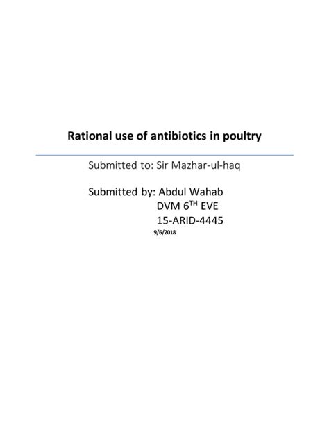 Rational Use Of Antibiotics In Poultry Pdf