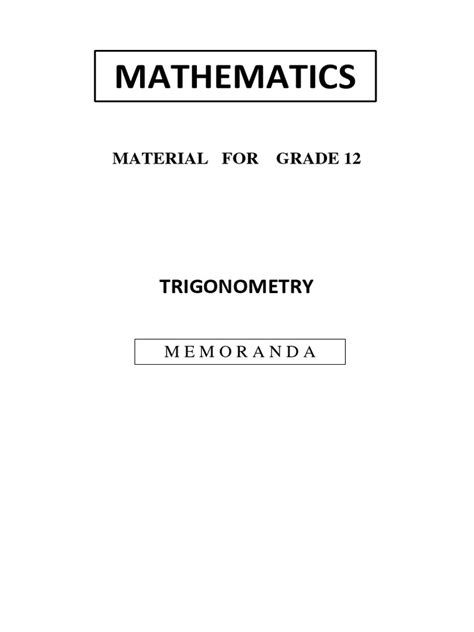 Msi Trigonometry Memos Pdf Combinatorics Trigonometric Functions