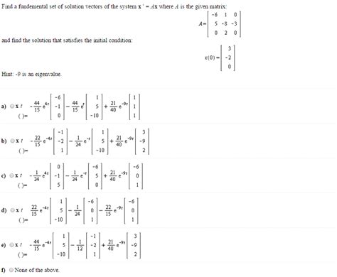 Solved Find A Fundamental Set Of Solution Vector Of The Chegg Com