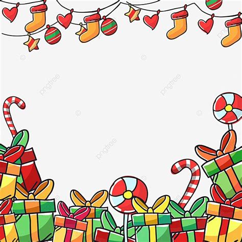 선물 상자와 사탕 크리스마스 일러스트 만화 테두리 새해 복 많이 받으세요 새해 생신 Png 일러스트 및 Psd 이미지 무료 다운로드 Pngtree 크리스마스