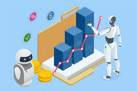 Isometric An Ai Powered Robot Efficiently Processes Data For Business Analytics It Analyzes