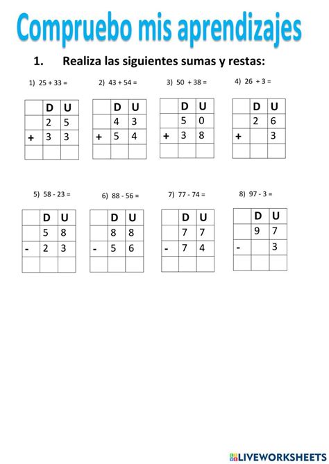 Sumas Y Restas Online Exercise For Segundo Grado Teachers School