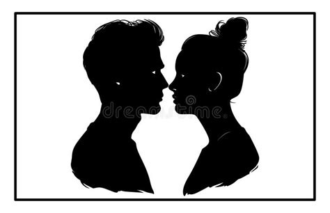 Young Couple Silhouette Romantic Couple In Various Poses Silhouettes