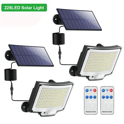 Led 태양광 228 328 야외 Pir 모션 센서 벽 램프 Ip65 방수 가로등 정원 조명용 리모컨 포함