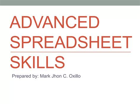 advanced spreadsheet skills empowerment technologies pptx