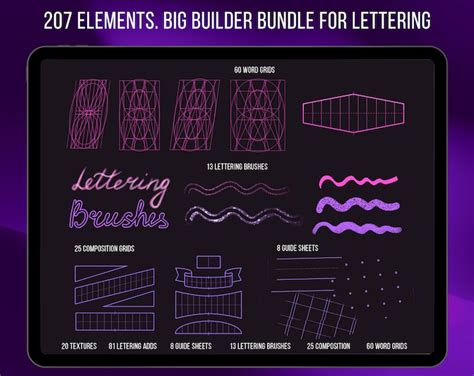 Procreate Letter Grid Templates Grid Brushes Lettering Guide Procreate Brush Stamps Grid