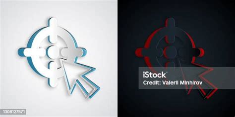 종이 컷 회색과 검은 색 배경에 격리 대상 재무 목표 개념 아이콘 상징적 인 목표 달성 성공 종이 아트 스타일 벡터 3차원