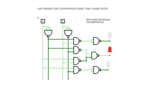 CircuitVerse BIT MAGNITUDE COMPARATOR USING ONLY NAND GATES