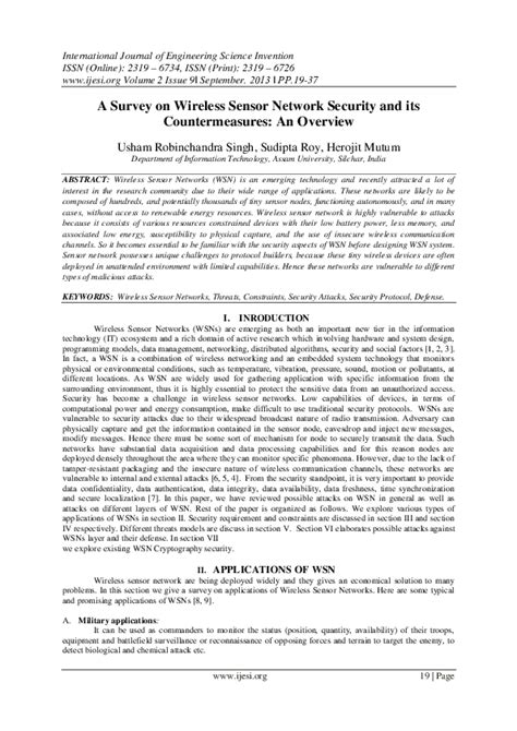 Pdf A Survey On Wireless Sensor Network Security And Its Countermeasures An Overview