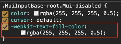 Textfield When Disabled The Text Color Also Applied To Adornment Text Webkit Text Fill