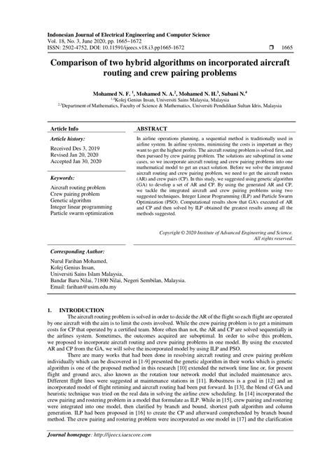 Pdf Comparison Of Two Hybrid Algorithms On Incorporated Aircraft
