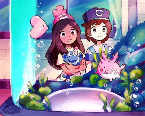 Selene Elio Popplio Luvdisc And Corsola Pokemon And More Drawn By Aquanut Danbooru