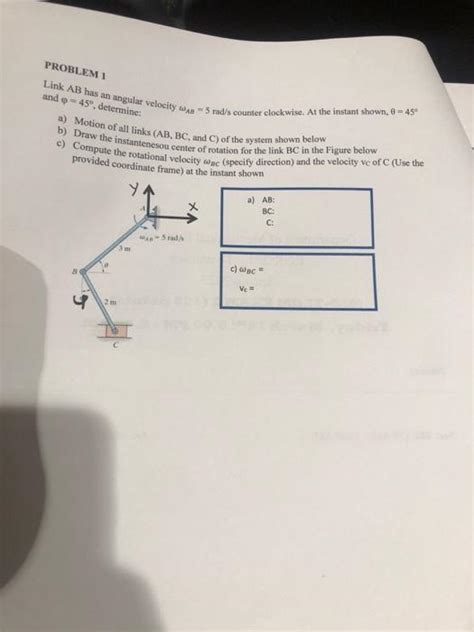 Solved Prorlem Link Ab Has An Angular Velocity ωab 5rad S