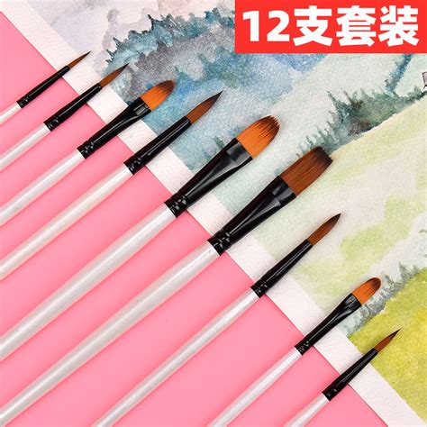 画笔水粉笔水彩颜料油画笔毛笔尼龙排笔刷子儿童学生初学者成人画画美术生专用套装丙烯绘画勾线专业工具全套 虎窝淘