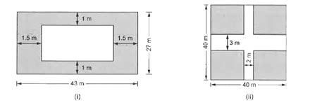 calculate the area of the shaded region in each of the figures given b