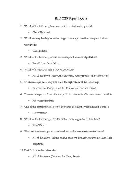 Bio 220 Topic 7 Quiz Bio 220 Topic 7 Quiz 1 Which Of The Following Laws Was Past To Protect