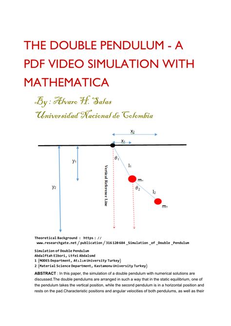 Pdf The Double Pendulum A Pdf Video Simulation