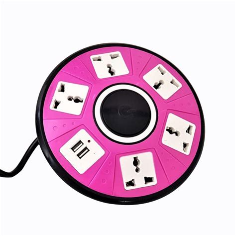 Multi Socket Power Strip With USB Slots And Universal Socket USB UFO Socket Blue Pink