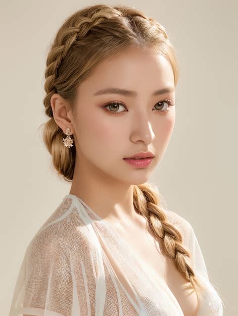 Premium Ai Image Portrait Of Beautiful Japanese Women With Light Sand