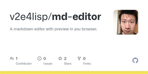 GitHub V E Lisp Md Editor A Markdown Editor With Preview In You Browser