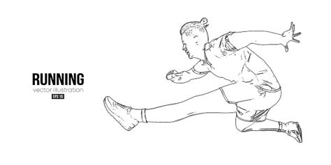 흰색 배경에 달리기 선수의 추상적 인 실루엣 주자 남자는 스프린트 또는 마라톤을 달리고 있습니다 벡터 일러스트 레이 션 3차원 형태에 대한 스톡 벡터 아트 및 기타 이미지