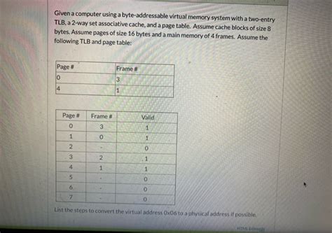 Solved Given A Computer Using A Byte Addressable Virtual