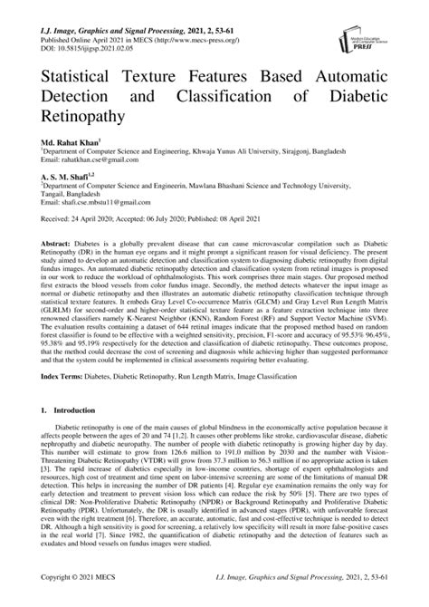 Statistical Texture Features Based Automatic Detection And Classification Of Diabetic