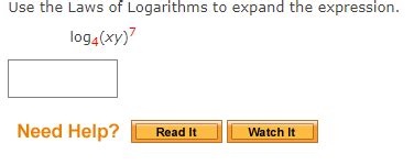 Solved Use The Laws Of Logarithms To Expand The Expression Chegg Com