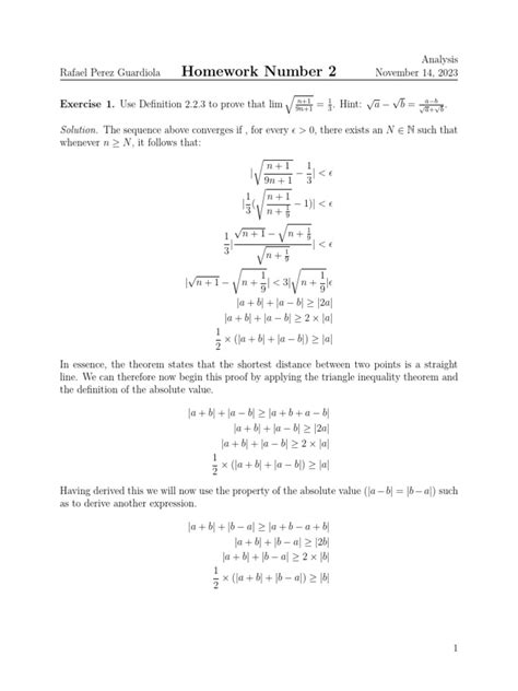 Analysis Homework 2 Pdf Square Root Mathematical Objects