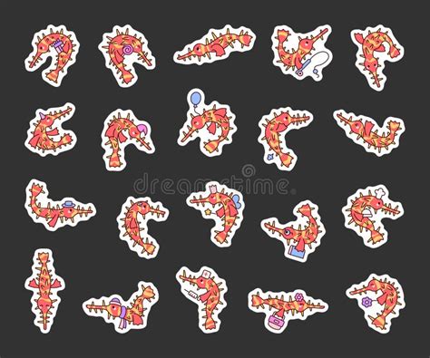 Pipefish Cute Kawaii Cartoon Character Set Stock Vector Illustration