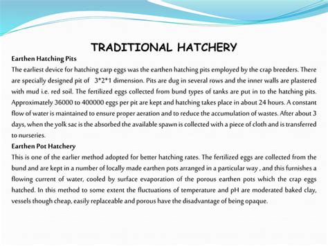 Types Of Hatchery And Their Operation PPTX