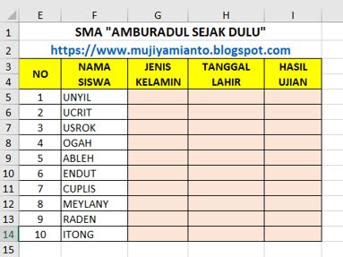 LATIHAN SOAL EXCEL FITUR DATA VALIDATION DI MS EXCEL