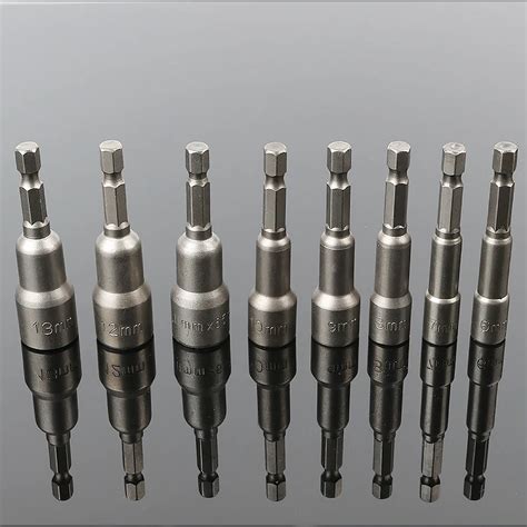 8pcs 6 13mm Electric Screwdriver Socket Nut Driver Set Socket Adapter Magnetic Hex Socket Nut
