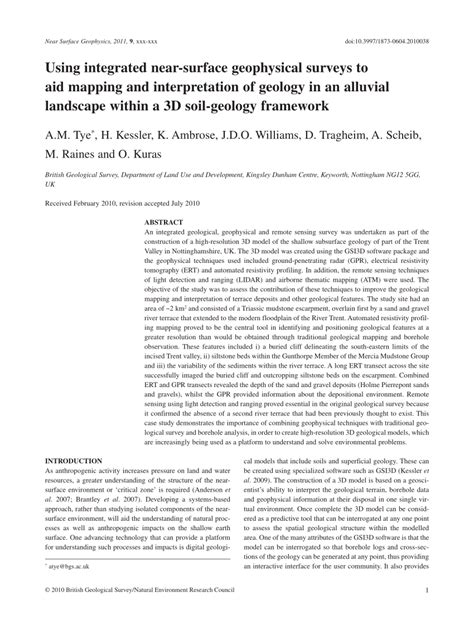 Pdf Using Integrated Near Surface Geophysical Surveys To Aid Mapping And Interpretation Of