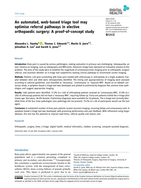 Pdf An Automated Web Based Triage Tool May Optimise Referral