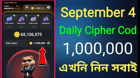 4 September Hamster Kombat Daily Cipher Cod Today YouTube