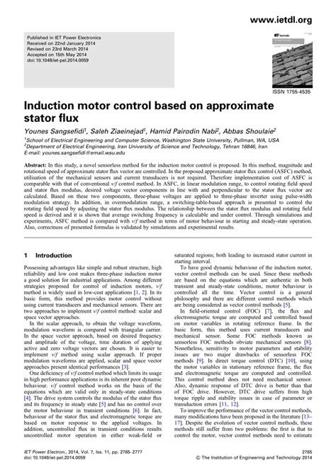 Pdf Induction Motor Control Based On Approximate Stator Flux