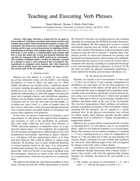 Pdf Teaching And Executing Verb Phrases