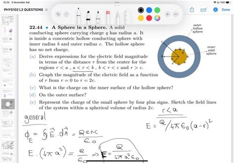 Solved 22 44 A Sphere In A Sphere A Solid Conducting Sphere