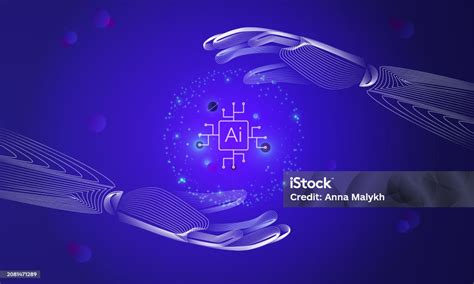 로봇 손을 사용한 웹 배너 또는 랜딩 페이지 디자인 컴퓨터 신경망 또는 인공 지능의 상징입니다 미래 개념 벡터 일러스트 레이 션입니다 벡터 일러스트 레이 션 Eps 10