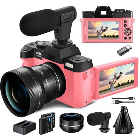G Anica Macro Lens 4k Pink Digital Camera Flip Screen Selfie Camera