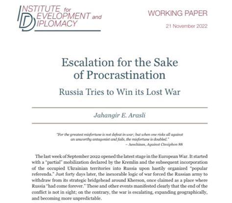 The Latest Idd Analytical Policy Brief By Jahangir Arasli Assesses The