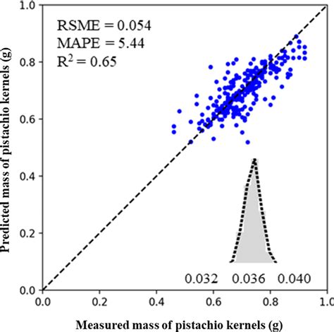 Rf Predicted Mass Versus Measured Mass Of Pistachio Kernels Download