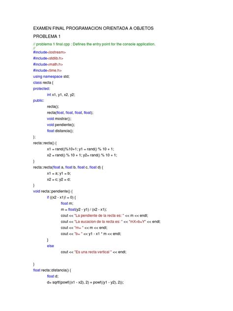 Examen Final Programacion Orientada A Objetos Pdf Paradigmas De Programación Programación