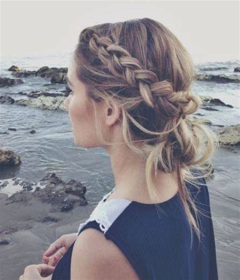 Trendy Messy Braid Bun Updos Popular Haircuts